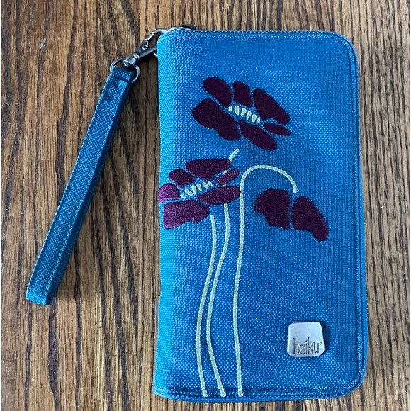Haiku | Bags | Haiku Turquoise And Purple Embroidered Bifold Wallet ...